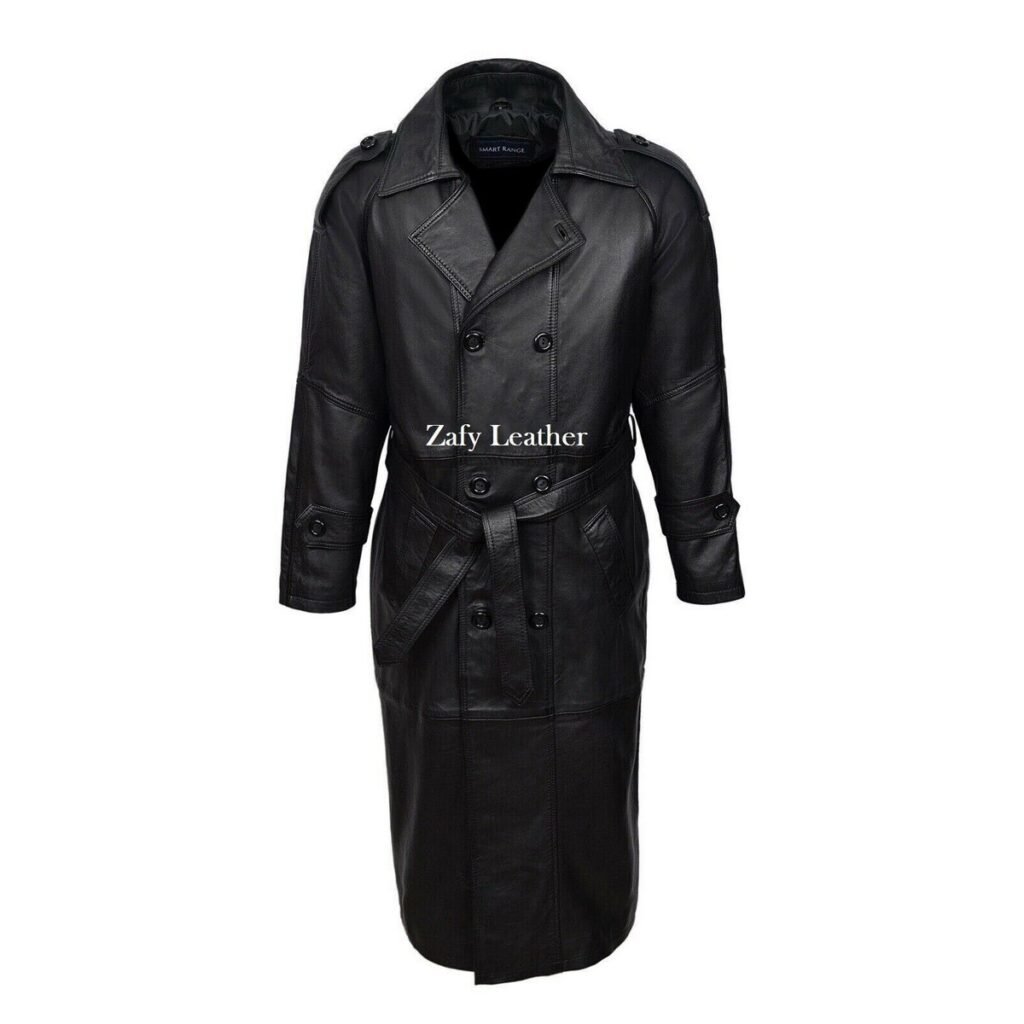 Men's Military OVERCOAT Real Lambskin Leather Trench Coat Men Black ...